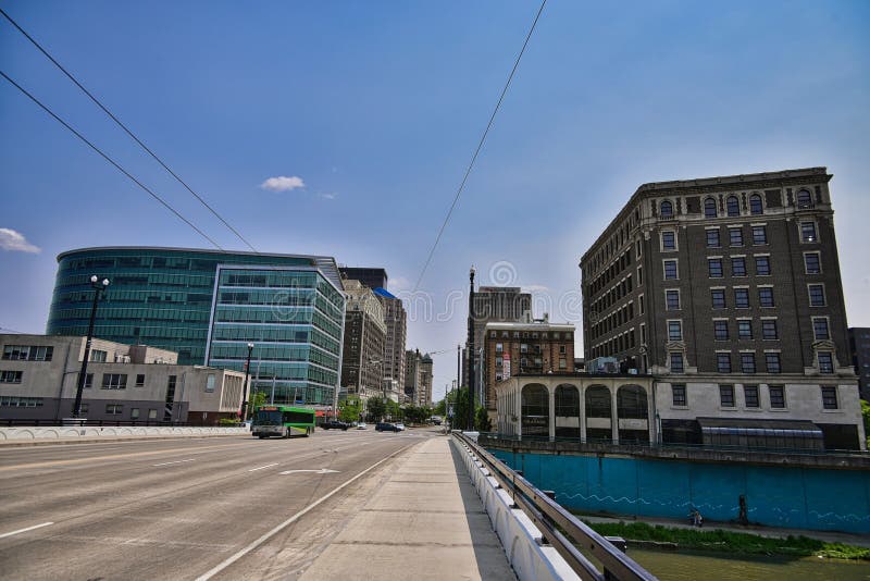 Downtown Dayton Ohio from a Bridge Over the Miami River Editorial ...