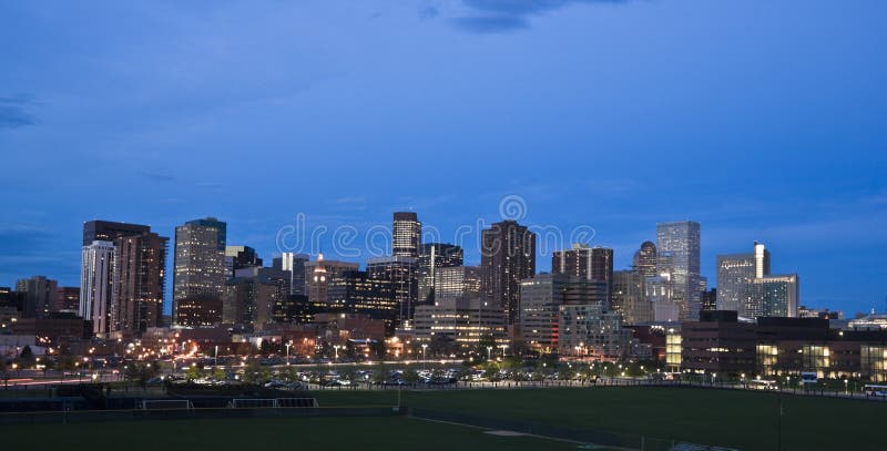 Downtown Denver stock image. Image of structure, sunset - 8423739