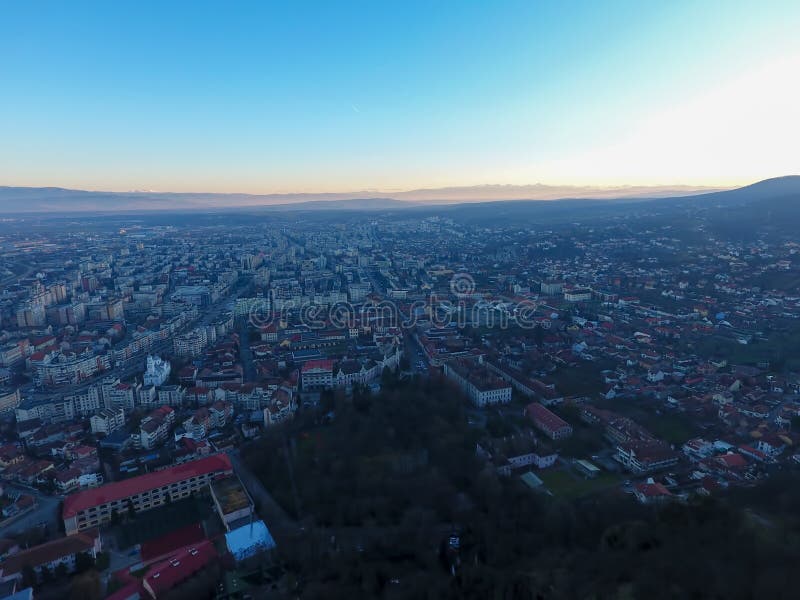 Downtown Deva, Romania, Aerial View Stock Photo - Image of tourism ...
