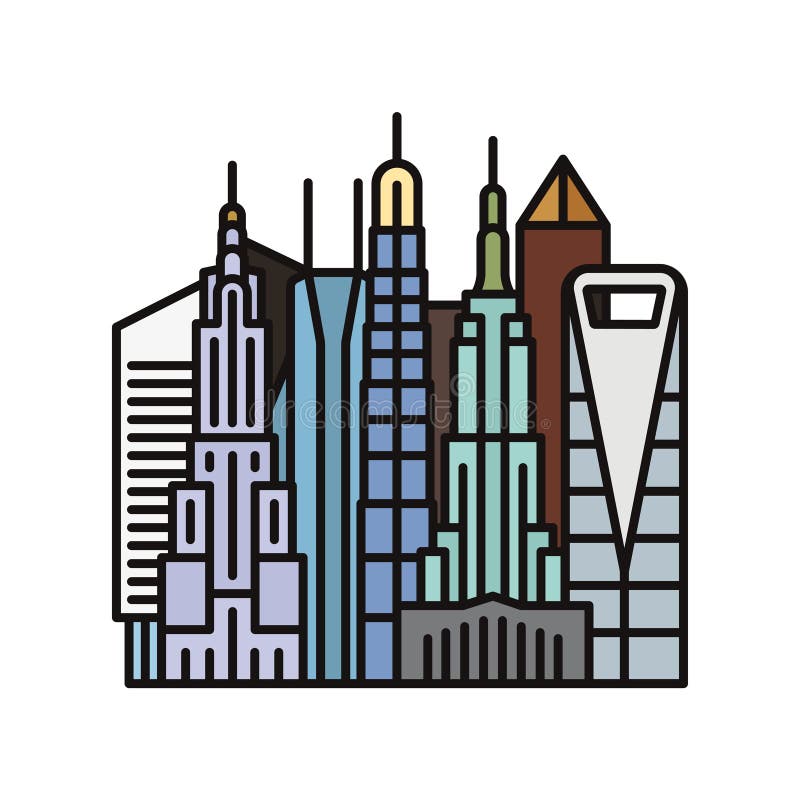 Downtown District with Skyscrapers Isolated Vector Illustration Stock ...