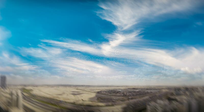 Downtown Dubai Skyline and River, Aerial Panoramic View Stock Image ...