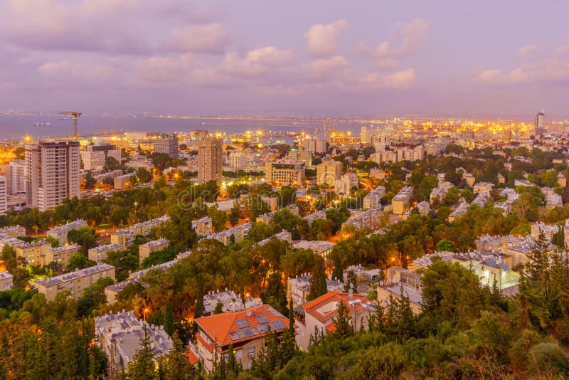 Downtown Haifa, and the Port at Sunset Editorial Photo - Image of ...