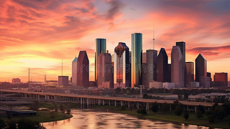 Downtown houston buildings stock illustration. Illustration of ...