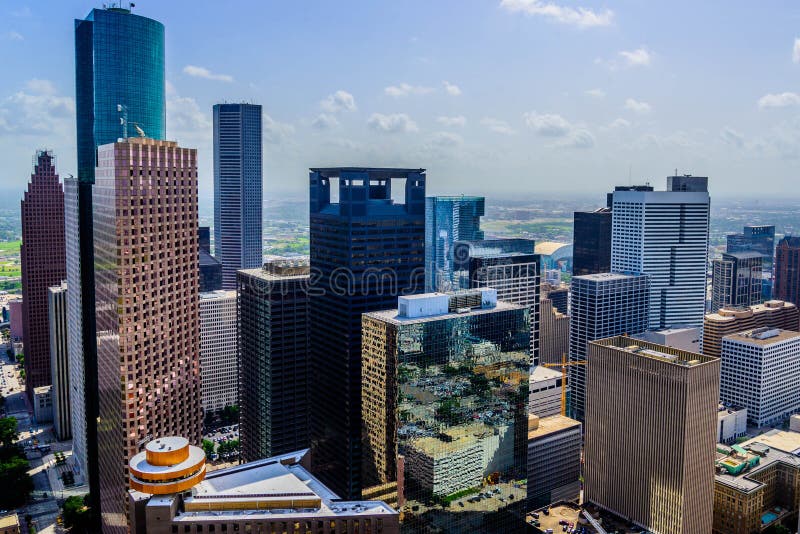 Houston skyline at sunset stock photo. Image of downtown - 43158836