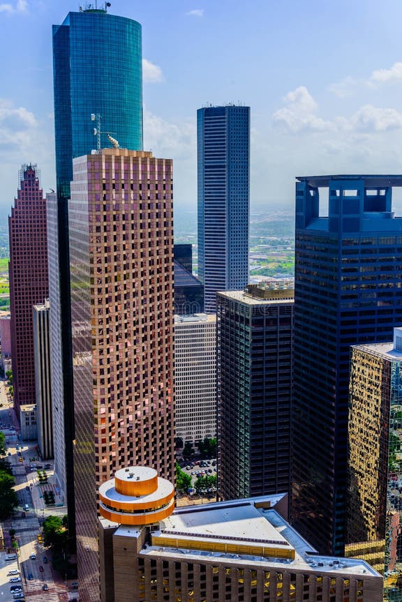 Downtown Houston buildings stock photo. Image of hotel - 42486538