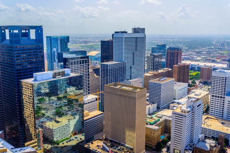 Houston skyline at sunset stock photo. Image of downtown - 43158836