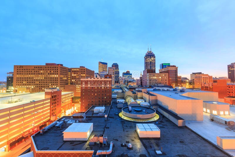 Downtown Indianapolis Skyline Stock Image - Image of view, reflection ...