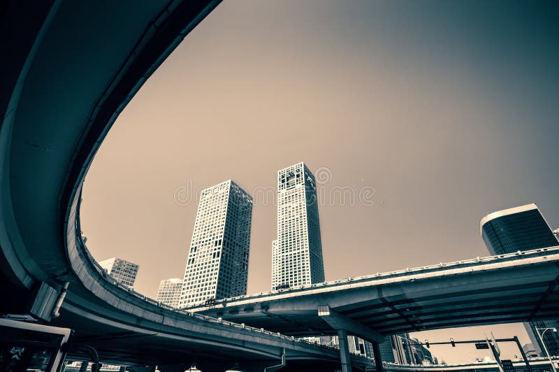 Downtown intersection stock photo. Image of overpass - 31723340