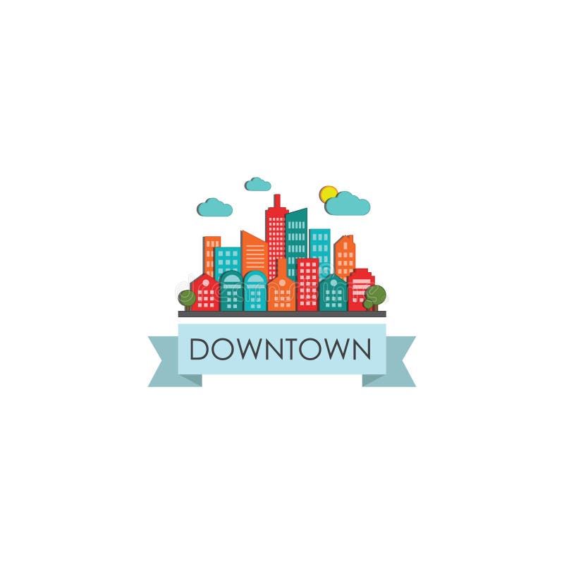 Downtown Label. Vector Illustration Decorative Background Design Stock ...