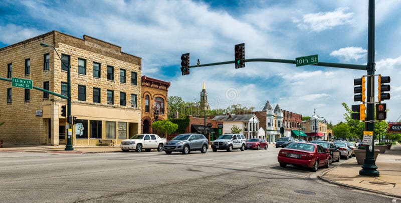 Downtown Lockport editorial stock image. Image of intersection - 54447589