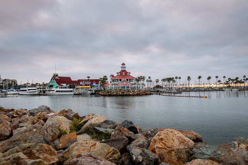 Downtown Long Beach at Sunrise Stock Image - Image of cloudy, long ...