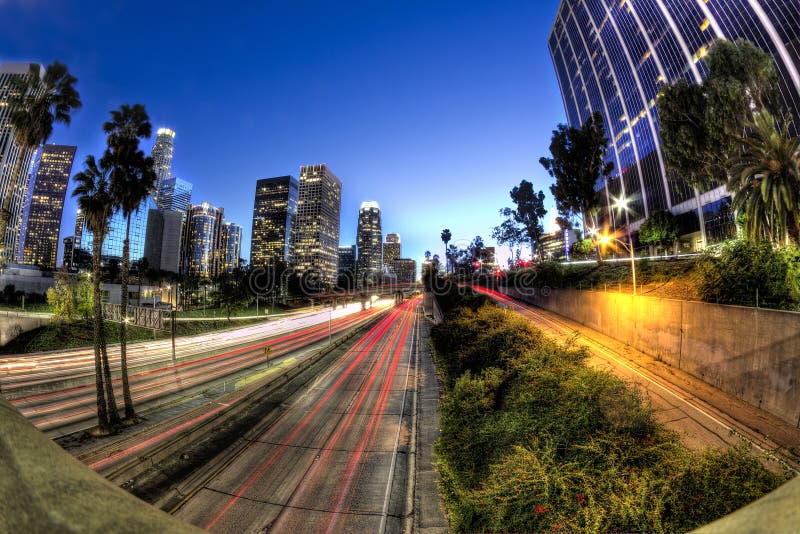 Downtown Los Angeles stock photo. Image of highway, nightscape - 50765650
