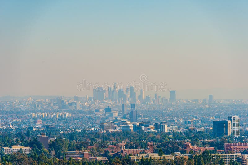 Downtown Los Angeles Skyline Stock Image - Image of hotel, angeles ...