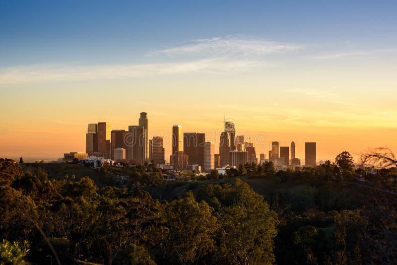 Los Angeles at sunset stock photo. Image of landscape - 236315006