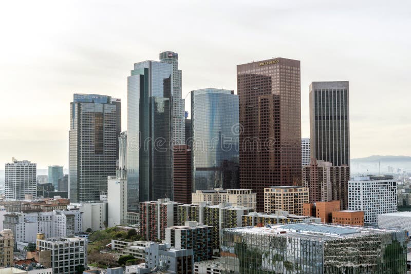 Downtown Los Angeles Skyscrapers Editorial Stock Photo - Image of ...