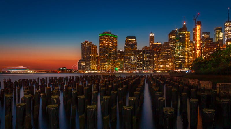 Downtown Manhattan in Blue Hour Stock Image - Image of park, viewed ...