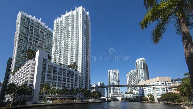 City Skyline Panoramic View of Downtown Miami on a Clear Day. Stock ...