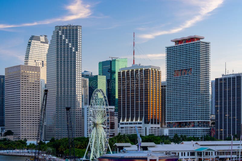 Downtown Miami Florida Highrise Towers at Sunset 2025 Stock Image ...