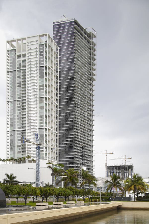 Downtown Miami Modern Buildings Stock Image - Image of real, tower ...