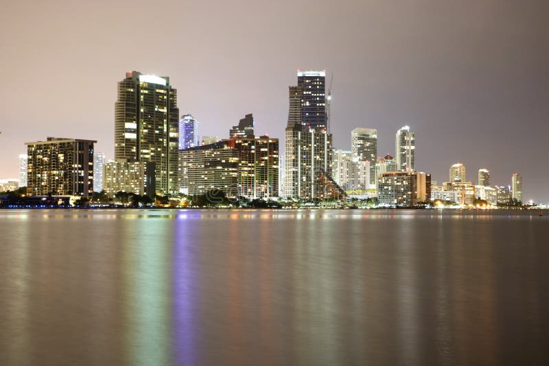 Miami at night stock photo. Image of reflection, miami - 16601102