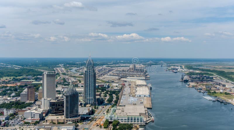 Downtown Mobile, Alabama in August Stock Image - Image of clouds, town ...