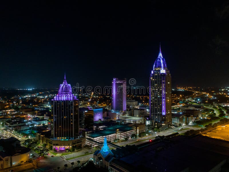 The Downtown Mobile, Alabama Waterfront Skyline in April of 2021 ...