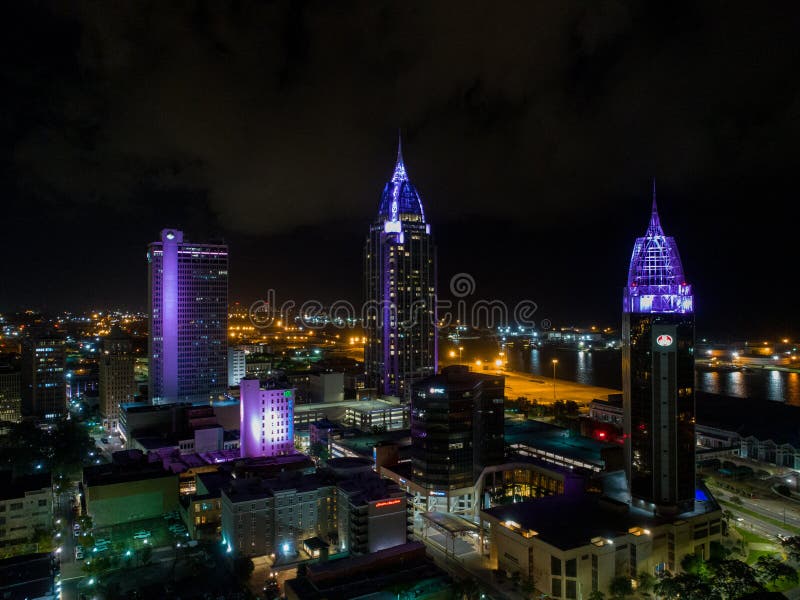 The Downtown Mobile, Alabama Skyline from Above Midtown in April of ...