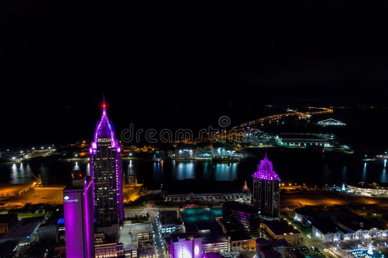 Downtown Mobile, Alabama Riverside Stock Photo - Image of coastal ...
