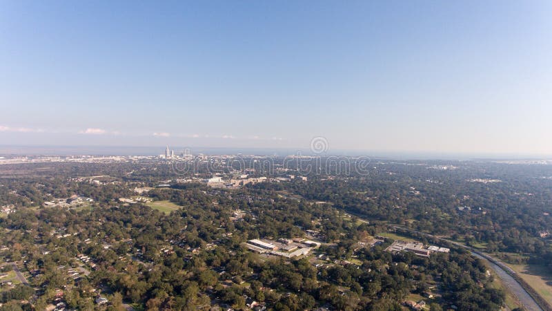 Aerial View of Mobile Skyline Stock Image - Image of alabama, downtown ...