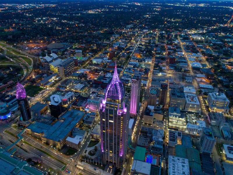 Downtown Mobile, Alabama at Sunset Stock Image - Image of downtown ...