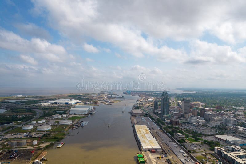 The Downtown Mobile, Alabama Waterfront Skyline Editorial Stock Photo ...