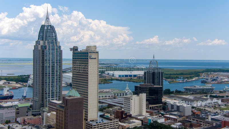 The Downtown Mobile, Alabama Waterfront Skyline Editorial Stock Photo ...