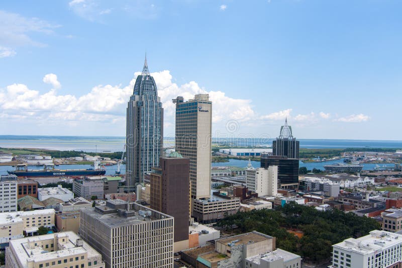 The Downtown Mobile, Alabama Waterfront Skyline Editorial Photography ...