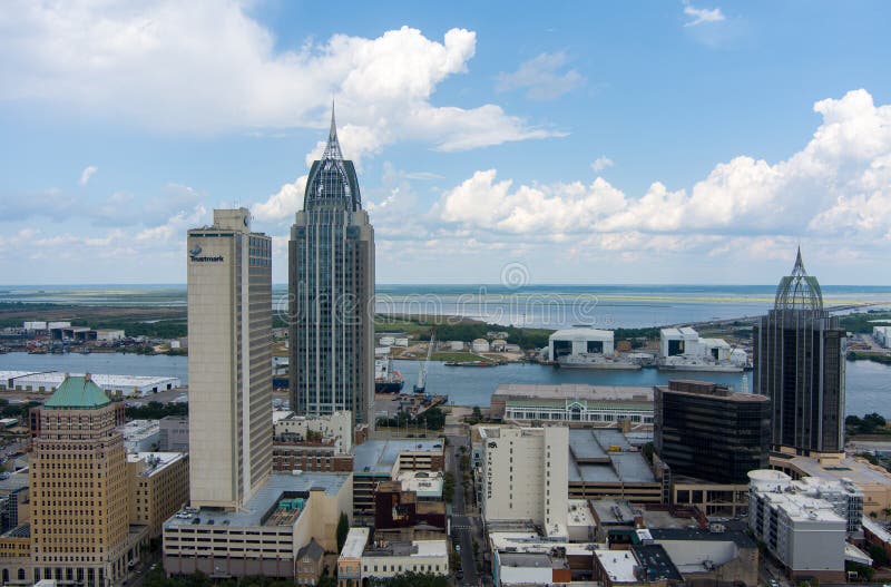 The Downtown Mobile, Alabama Waterfront Skyline Editorial Stock Image ...