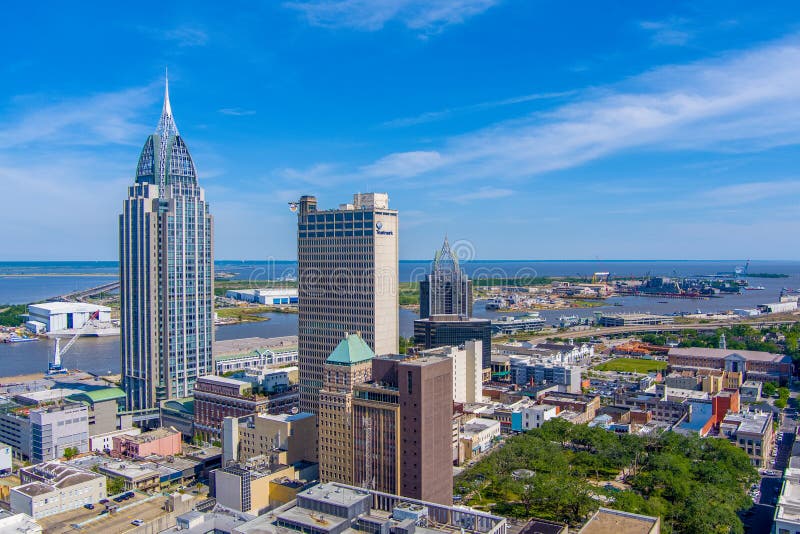 The Downtown Mobile, Alabama Waterfront Skyline in April of 2021 ...