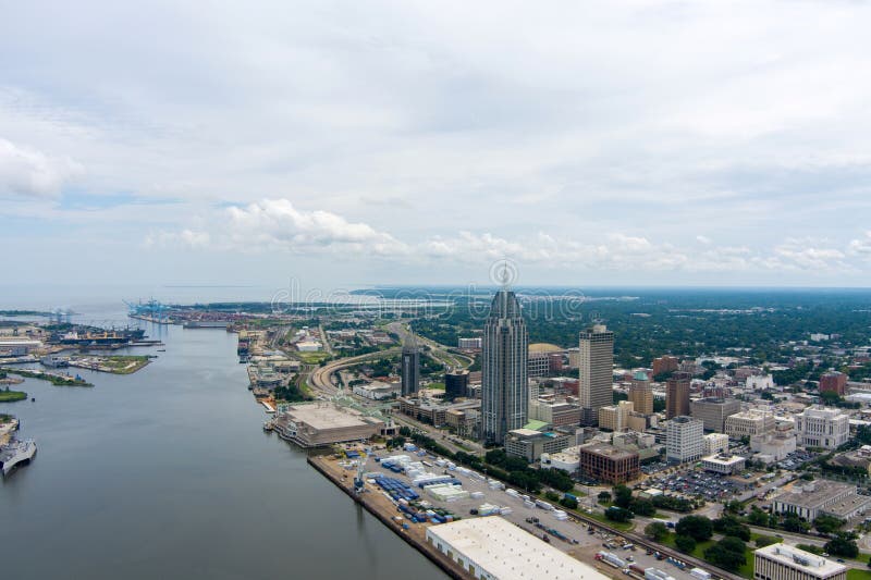 Downtown Mobile, Alabama Waterfront Skyline in July Stock Image - Image ...