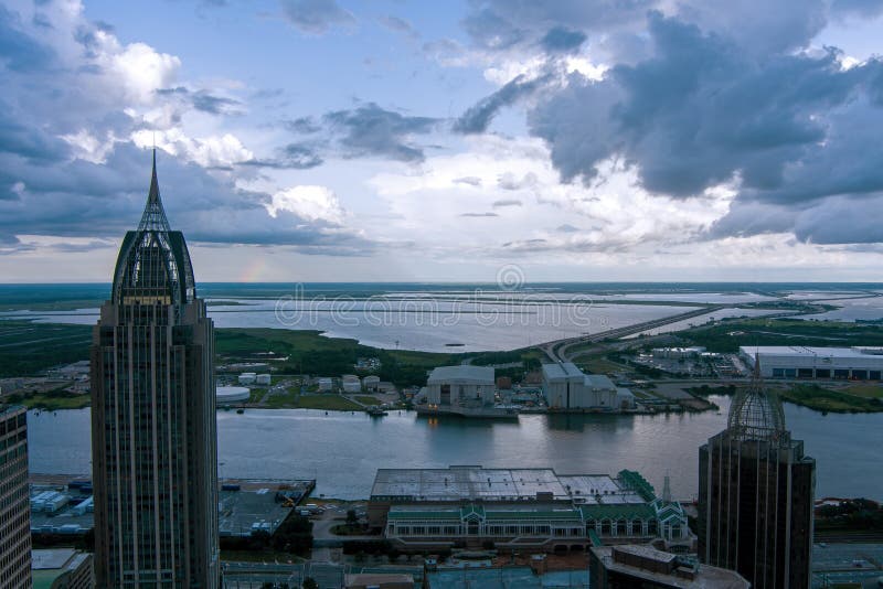 Downtown Mobile and Mobile Bay Editorial Image - Image of square ...