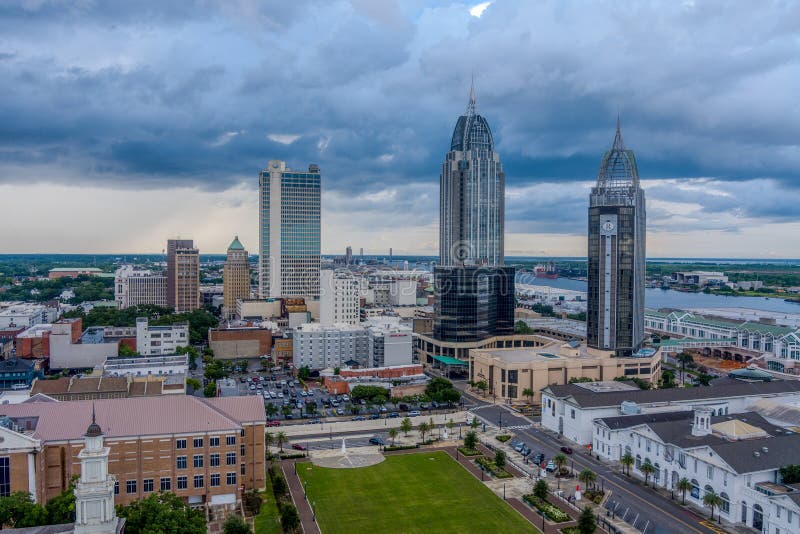 Downtown Mobile Skyline at Sunset in July Editorial Stock Image - Image ...