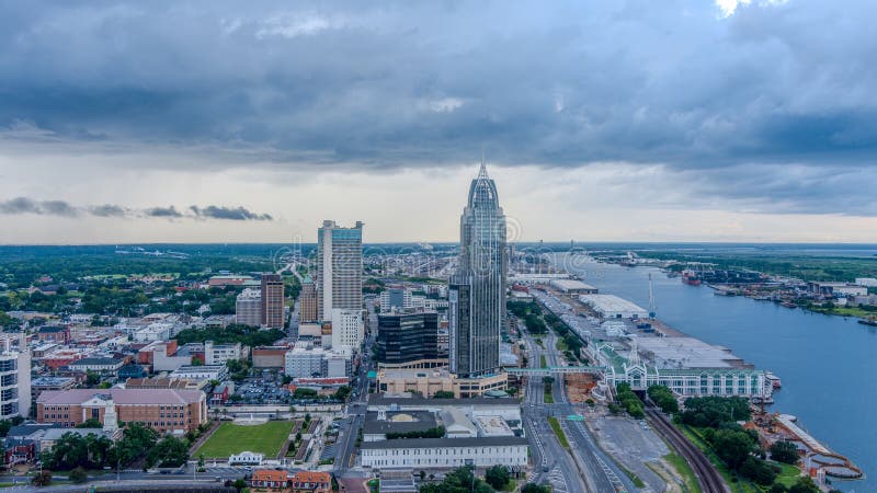Downtown Mobile Skyline at Sunset in July Stock Image - Image of july ...