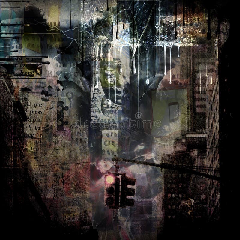 Downtown in Muted Colors with Abstract Elements Stock Illustration ...