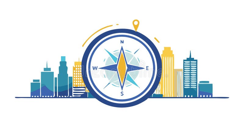 Downtown Navigation Compass, City Wayfinding Icon, Vector Design ...