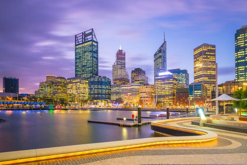 Downtown Perth Skyline in Australia Stock Photo - Image of swan, marina ...