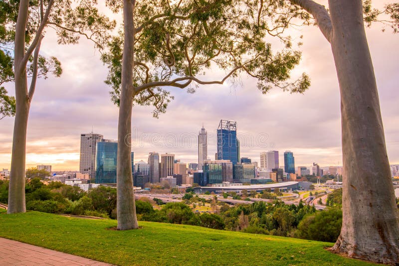 Downtown Perth Skyline in Australia Stock Image - Image of office, city ...