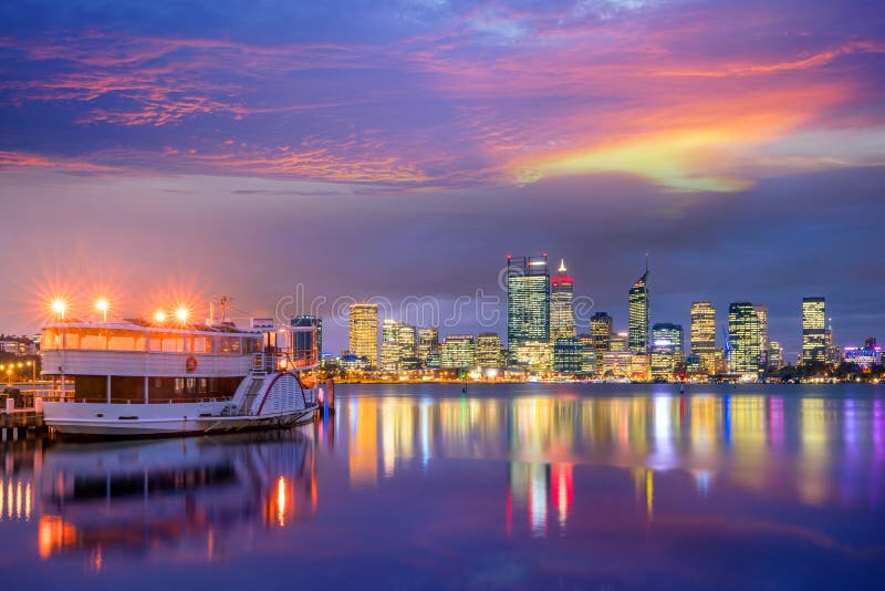 Downtown Perth Skyline in Australia Stock Image - Image of scenic ...