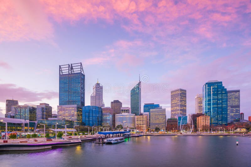 Downtown Perth Skyline in Australia Stock Photo - Image of marina, city ...
