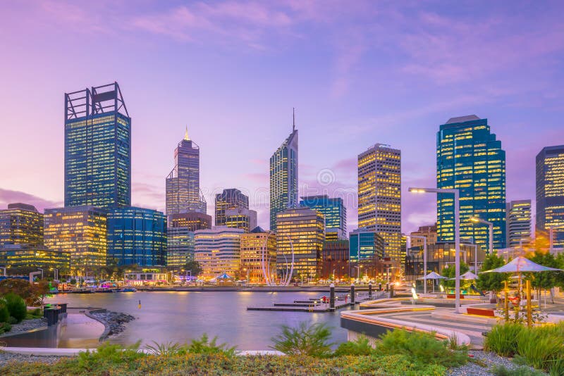 Downtown Perth Skyline in Australia Stock Image - Image of water ...
