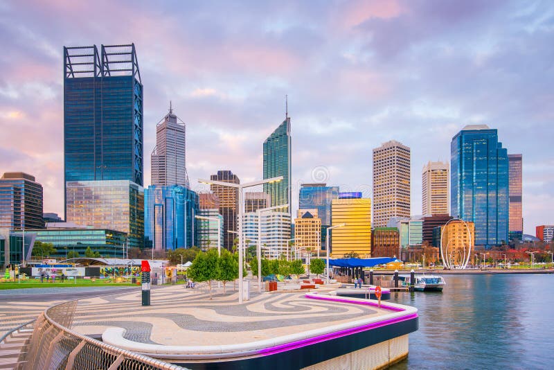 Downtown Perth Skyline in Australia Stock Image - Image of attraction ...