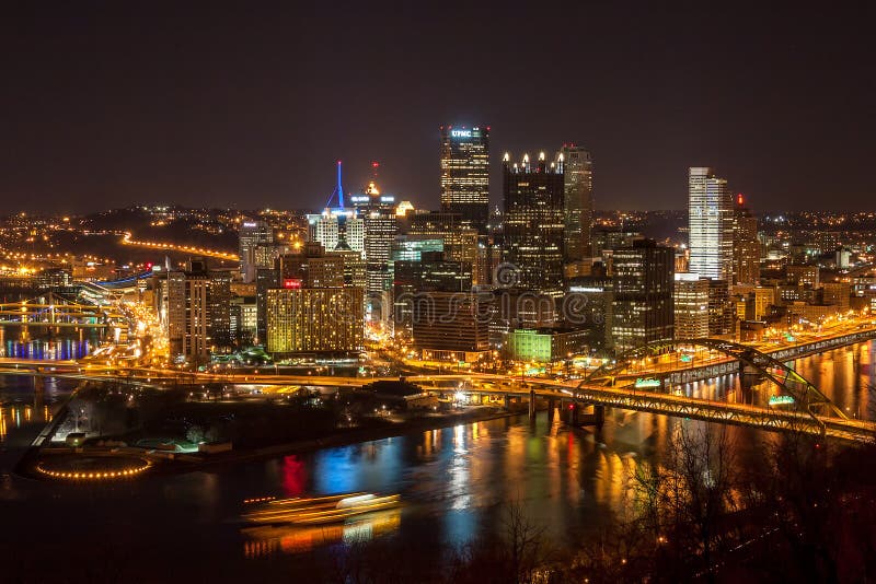 Downtown Pittsburgh at Night Editorial Photography - Image of corporate ... Downtown Pittsburgh at Night Editorial Photography - Image of corporate ...