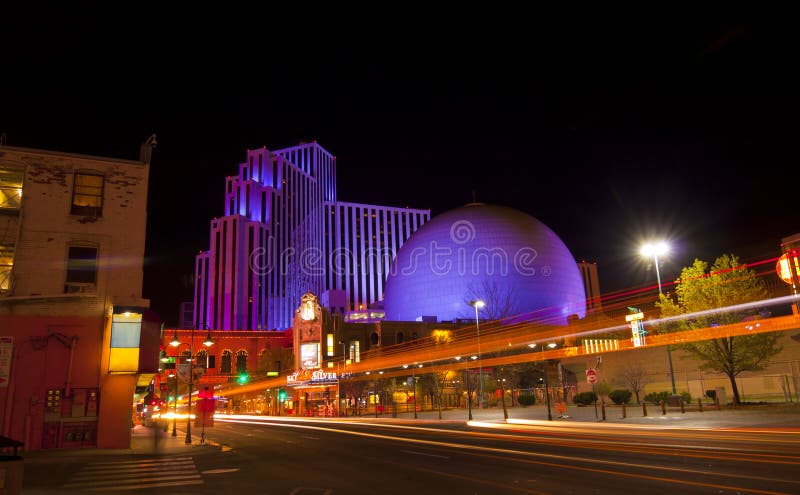 Downtown Reno editorial photo. Image of nighttime, hotel - 24320316