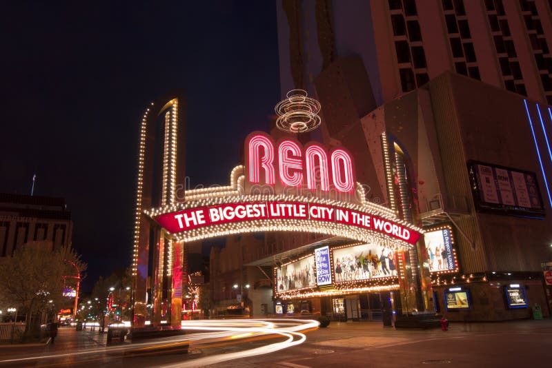 Downtown Reno Arch editorial stock photo. Image of nightlife - 24312958